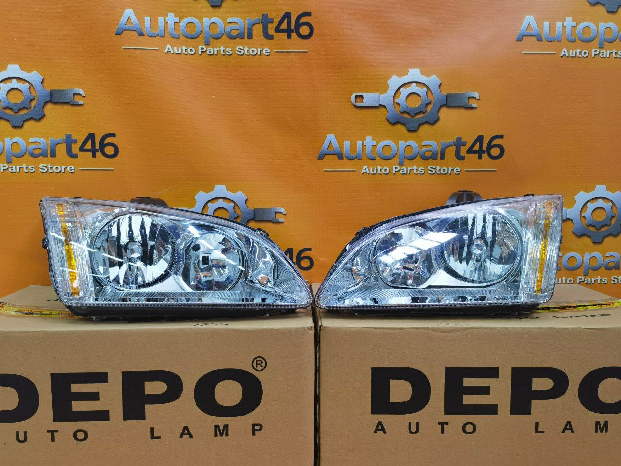 Фары Форд Фокус 2 FORD FOCUS II хром с 2005 по 2008 год DEPO отличное качество комплект