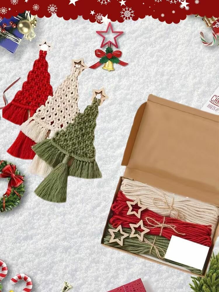 Набор макраме для начинающих с пошаговыми видеоуроками, стартовый набор для рукоделия рождественской елки для взрослых и детей своими руками a8c4
