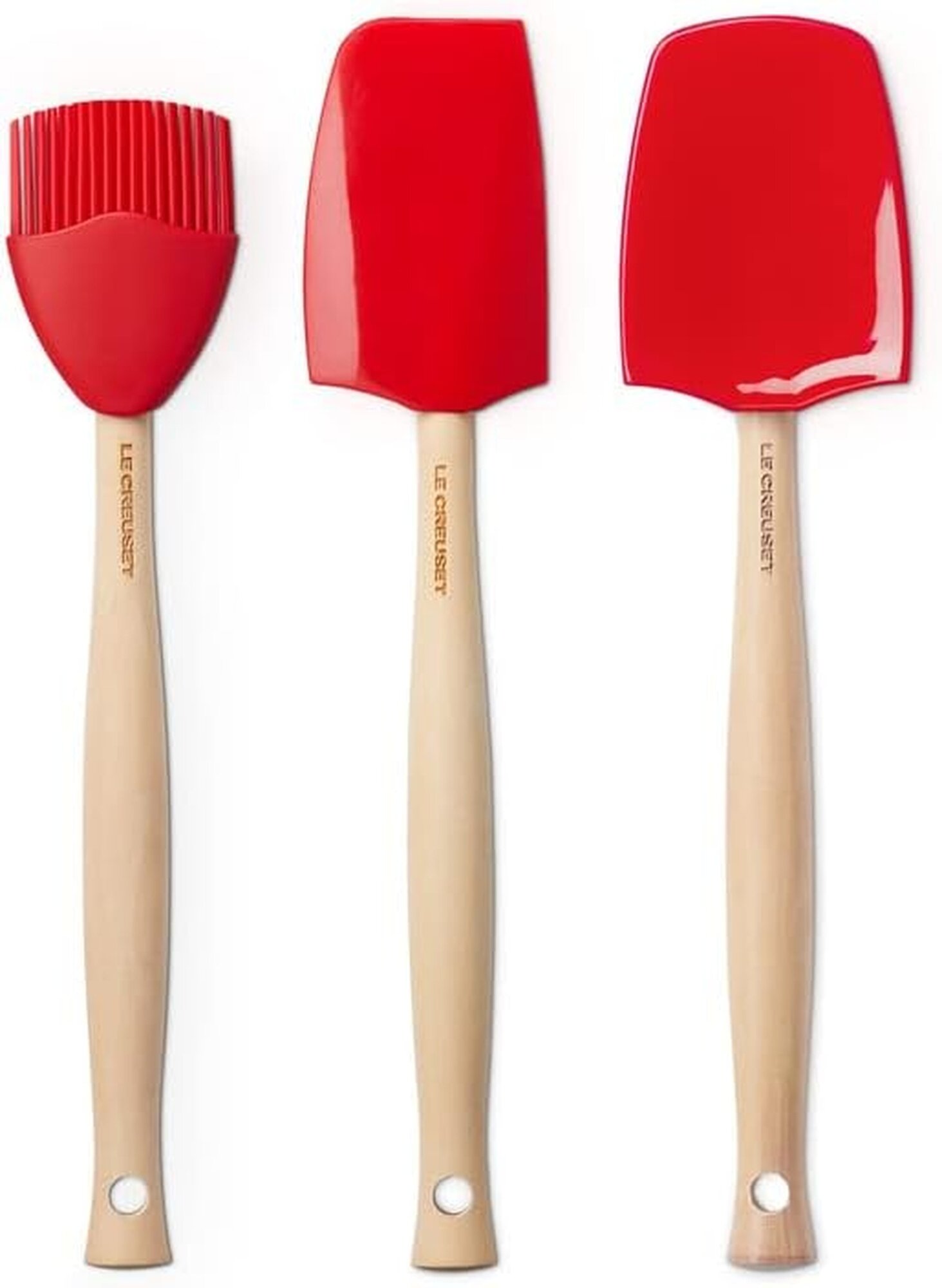 Набор кухонных приборов Le Creuset из трех предметов, силикон, цвет вишнёвый, 42830000600007