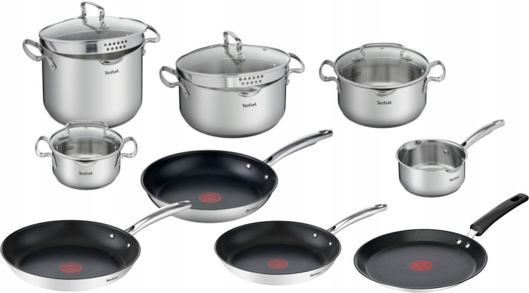 Набор посуды Tefal Duetto+, 13 предметов, нержавеющая сталь, антипригарное покрытие