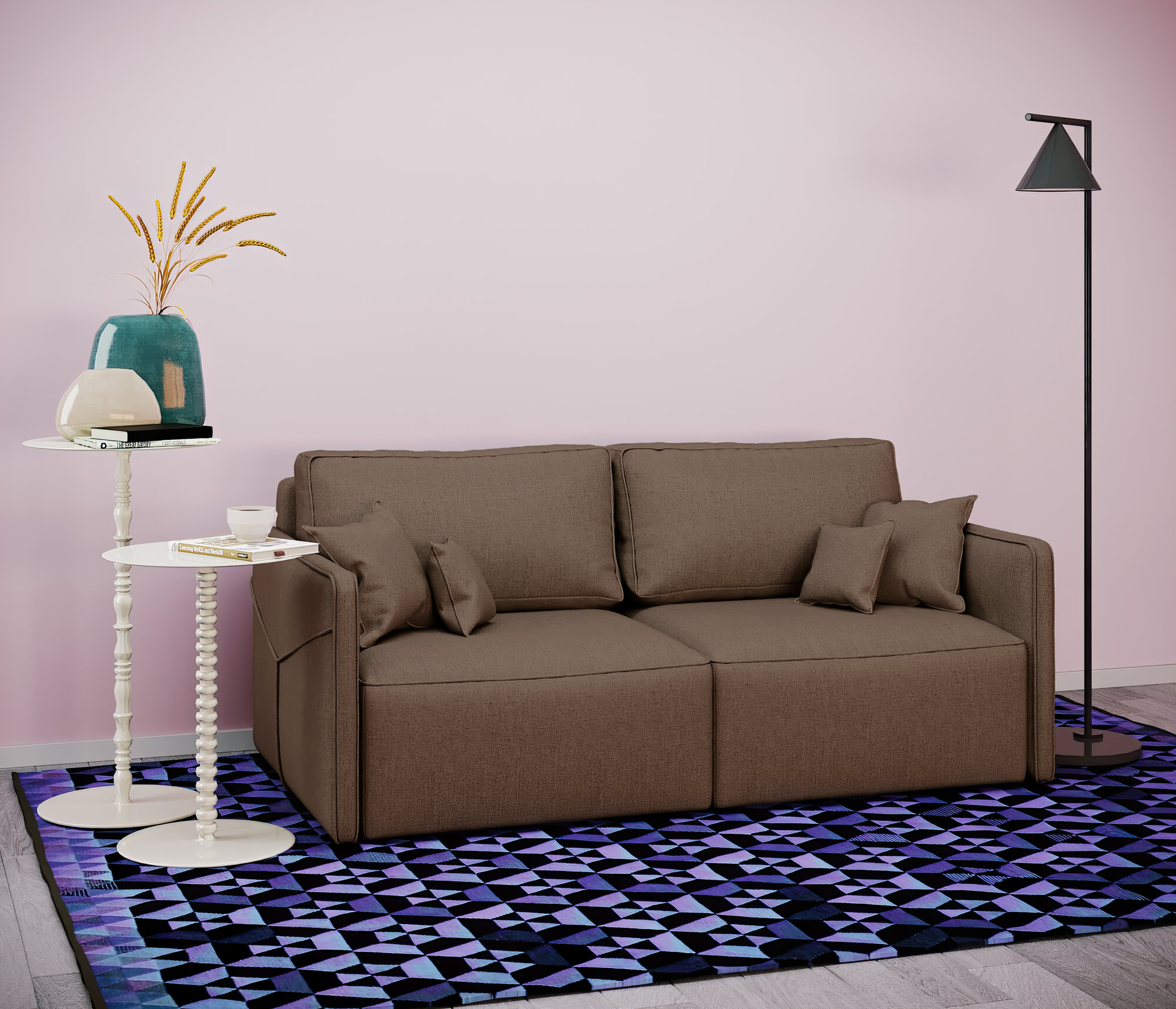 Диван прямой Кьянти, еврокнижка, рогожка саванна хазел, ППУ