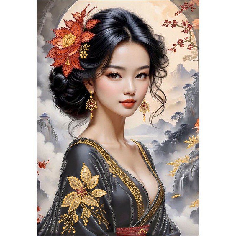 Набор для вышивания Larkes #Н3716 Цветок Китая, Вышивка бисером, 26 х 38 см