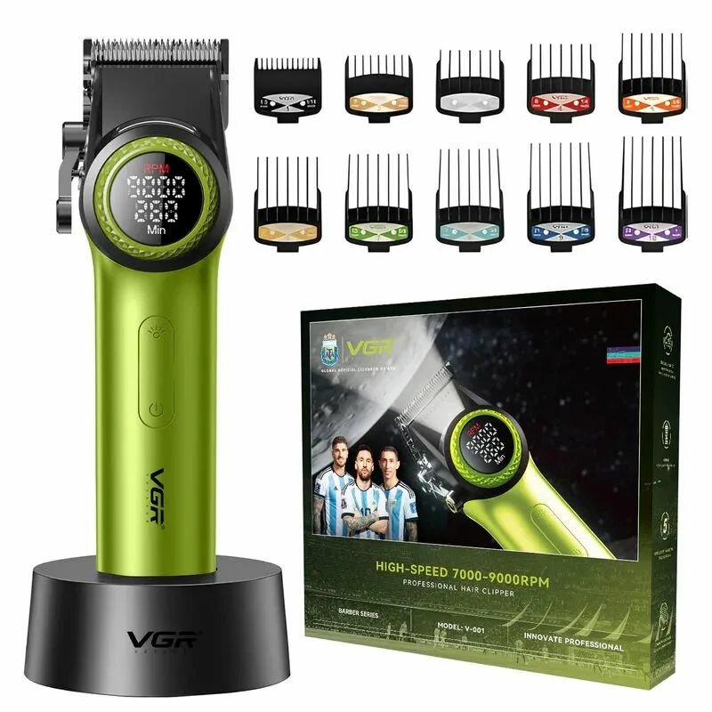 Профессиональная машинка для стрижки волос VGR V-001, беспроводная красная