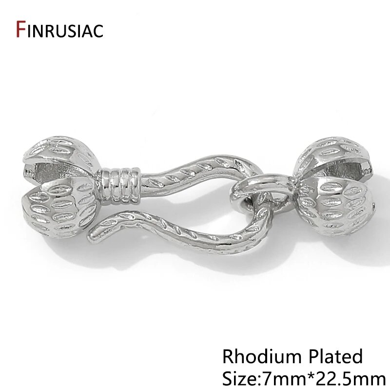 Застежки-крючки FINRUSIAC, латунь, позолота 14K, 6 шт 2 pieces, Rhodium Plated