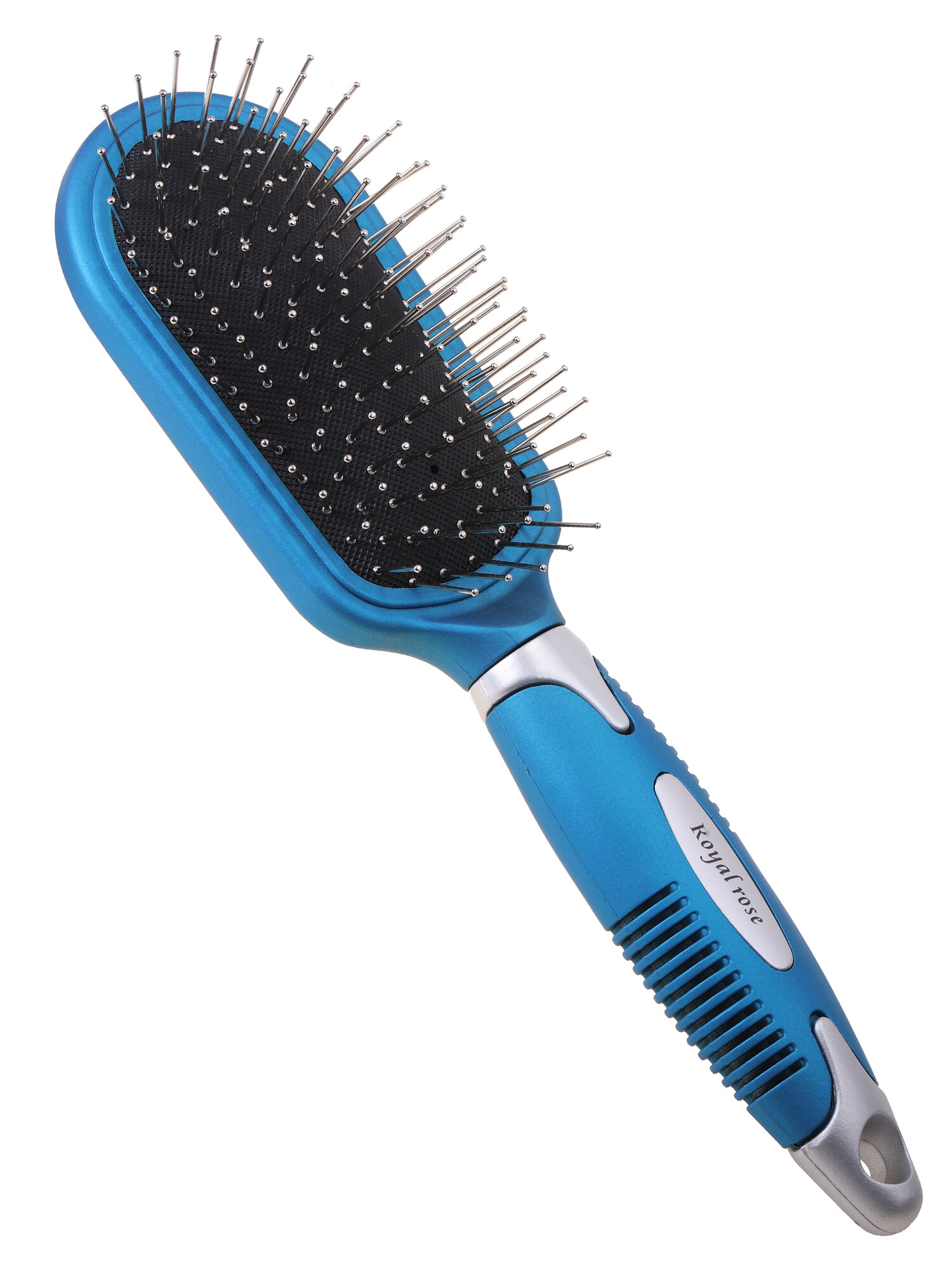 Щетка массажная, длина 235 мм, с металлическими зубцами, цвет голубой