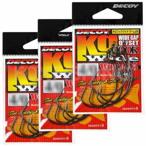 Крючки Decoy Worm 25 #2/0 21шт. (3уп. по 7шт.)