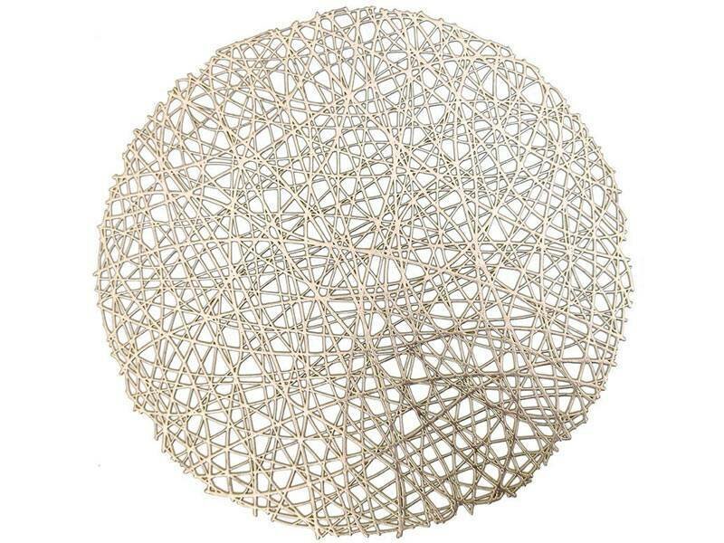 Салфетка сервировочная круглая, ажурная, 38см, светло-золотистая, ПВХ, для сервировки, стильный акцент