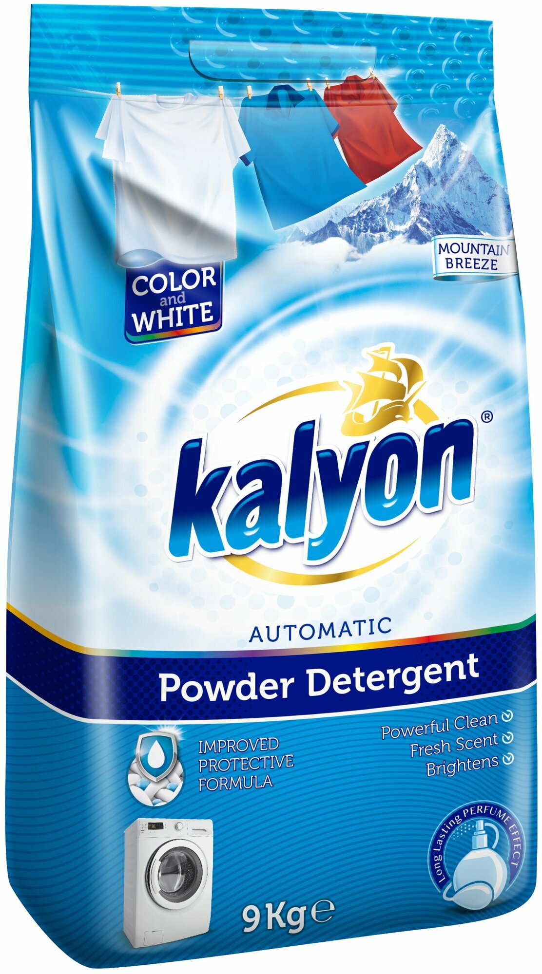 Стиральный порошок 9 кг автомат "KALYON" для стирки цветного, белого и детского белья MOUNTAIN (горная свежесть)