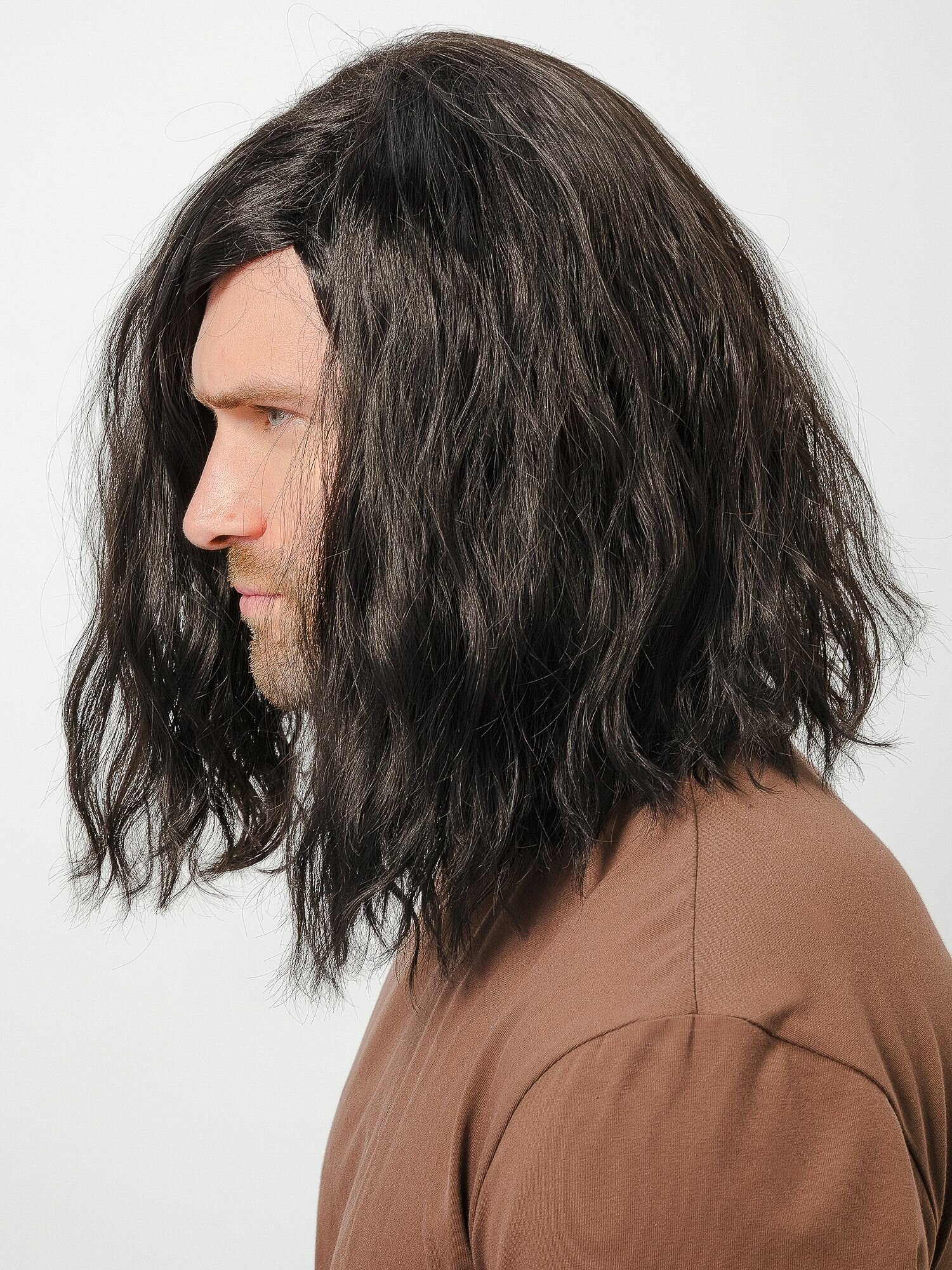 Парик мужской, черный, длинные волосы в стиле 80х