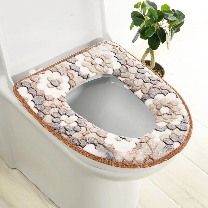 Водонепроницаемая универсальная подушка-сиденье для домашнего туалета, сиденье для унитаза мягкое, из кораллового бархата с застежкой-липучкой