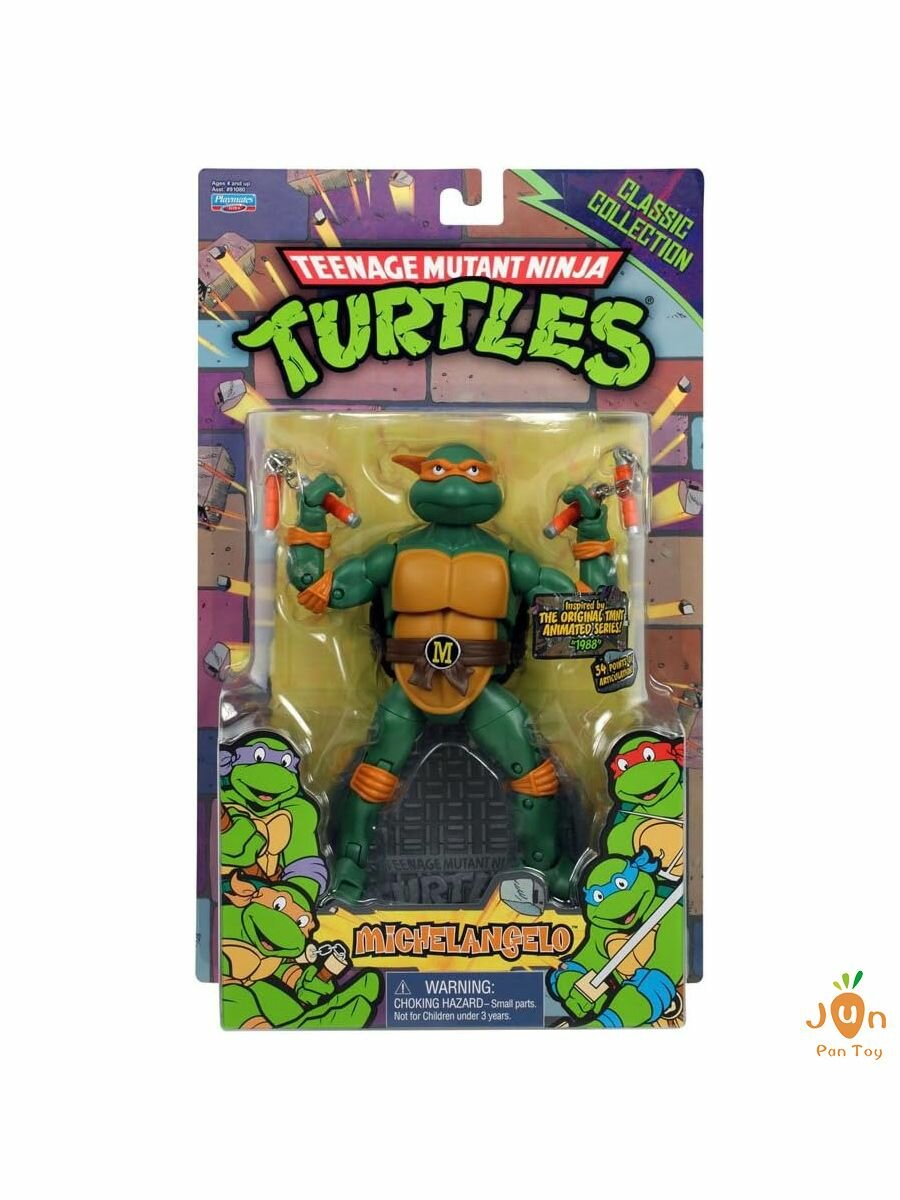 Teenage Mutant Ninja Turtles Classic Collection Michelangelo / детские игрушки, Черепашки-ниндзя-мутанты, куклы Микеланджело, с нунчаками, подходят для детей от 3 лет и старше