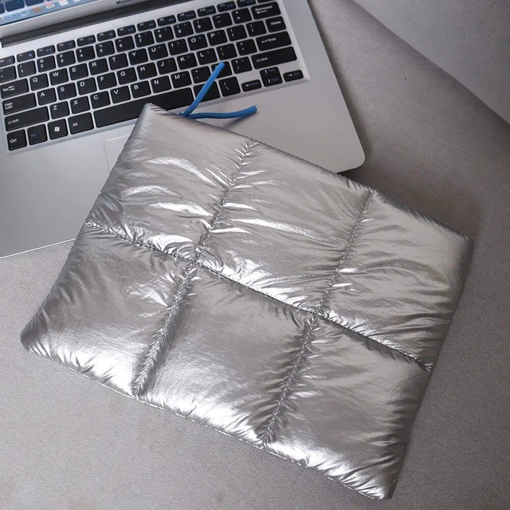 Пышная хлопковая сумка для ноутбука, противоударная 14-дюймовая мягкая сумка для планшета с плечевым ремнем, чехол для ноутбука MacBook/Lenovo/Huawei, Silver-14inch, Унисекс