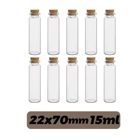 Мини стеклянные бутылочки с пробкой 10 шт. 10Pcs-15ml