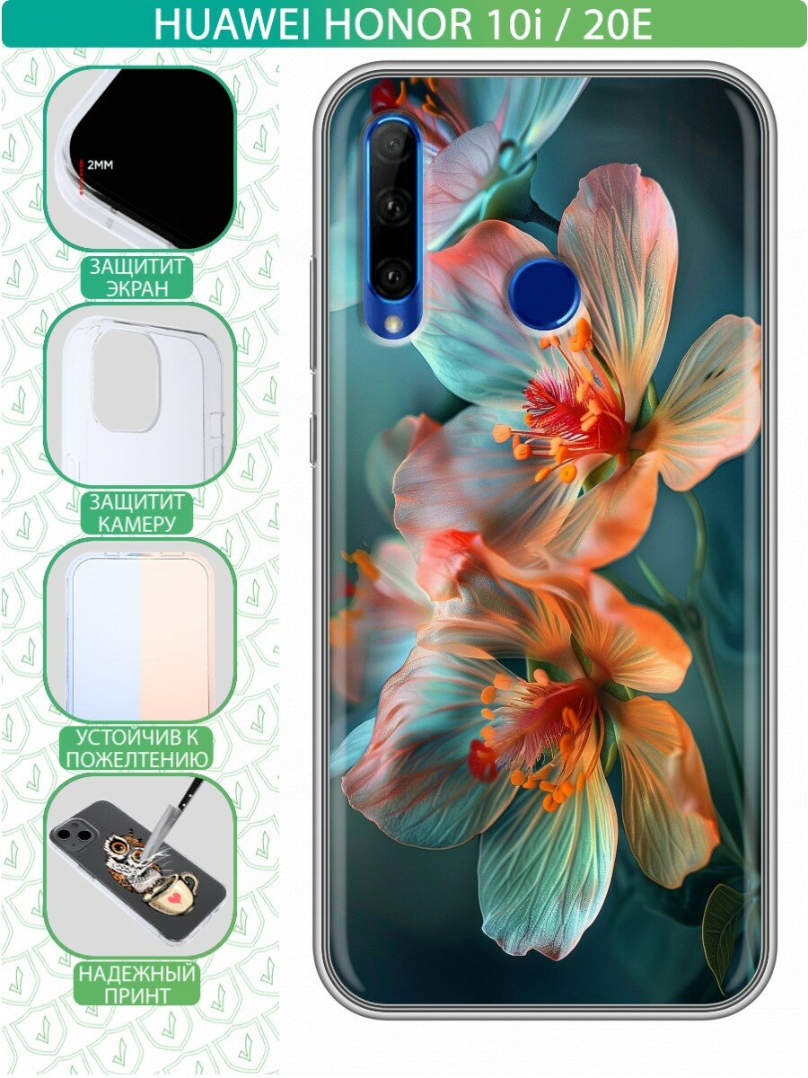 Чехол для Huawei Honor 10i, Huawei Honor 20e с принтом для женщин с цветочками (Хуавей хонор 10и, Хуавей хонор 20е)