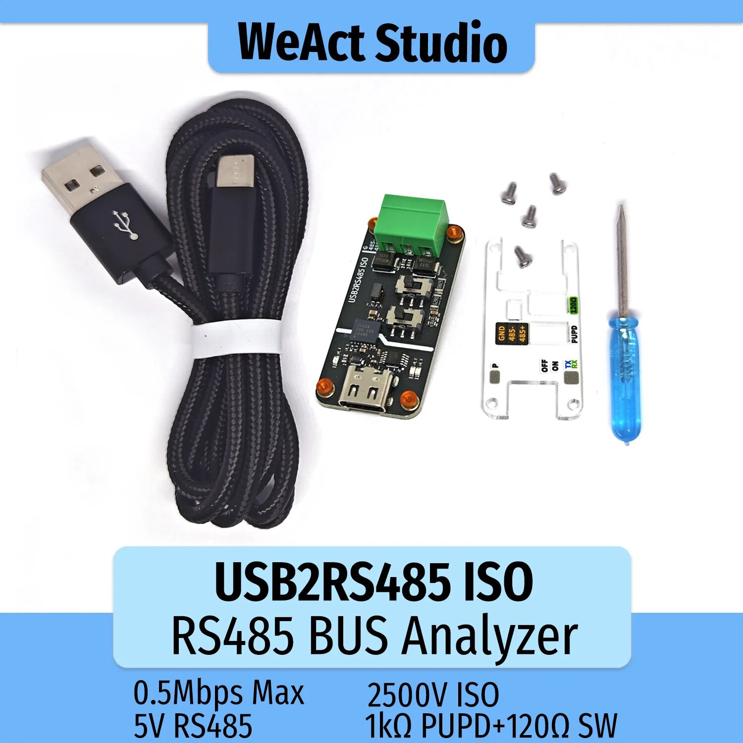 WeAct Studio USB2RS485 ISO RS485 анализатор, TypeC