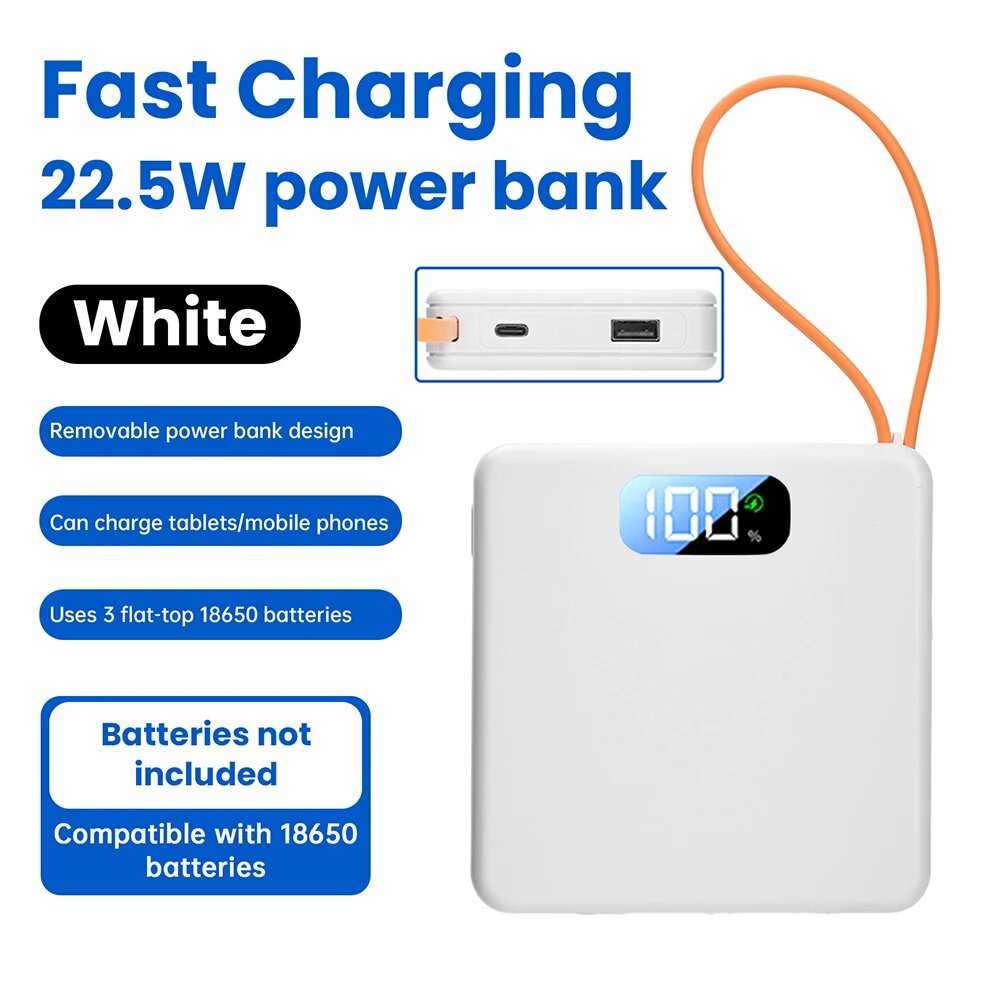 Power Bank 22.5W White, DIY Kit