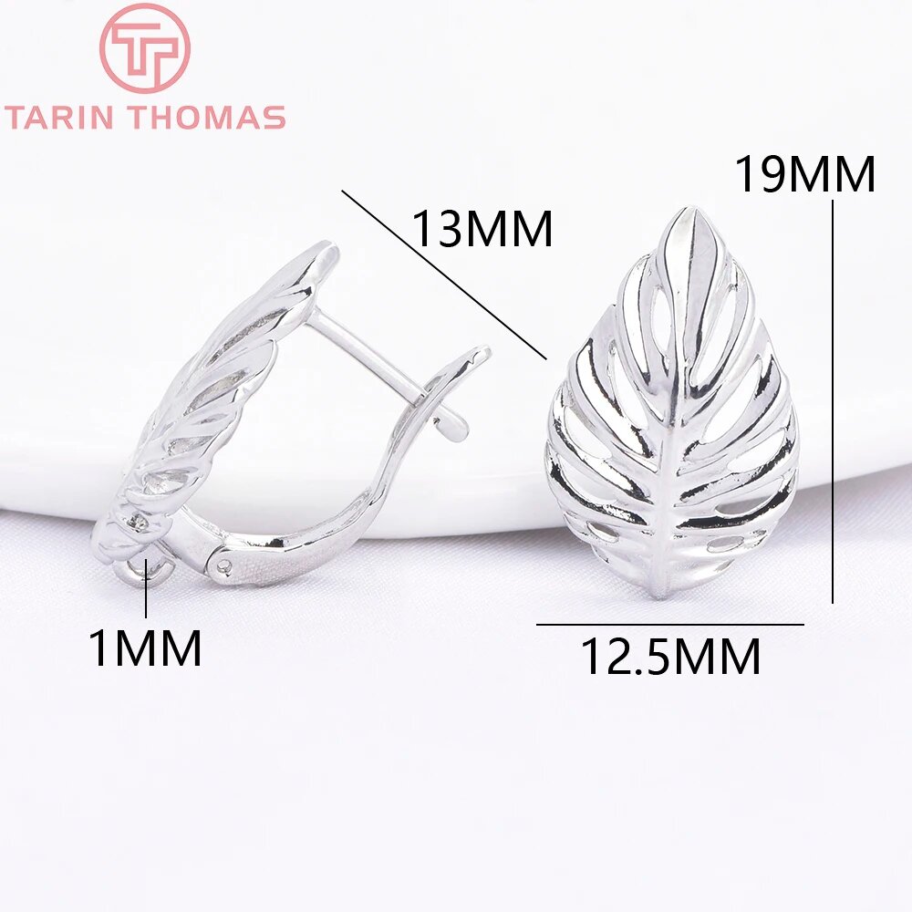 Серьги TARIN THOMAS листок, 19 мм, платина