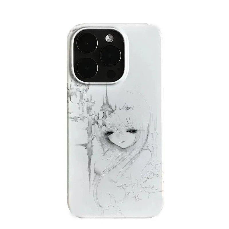 Чехол для телефона Ins Cute Girl Cute Angel Line Kawaii с рисунком для iPhone 14 12 13 11 15 16 17 Pro Max X XR XS 7 8 Plus Y2K Soft Cover