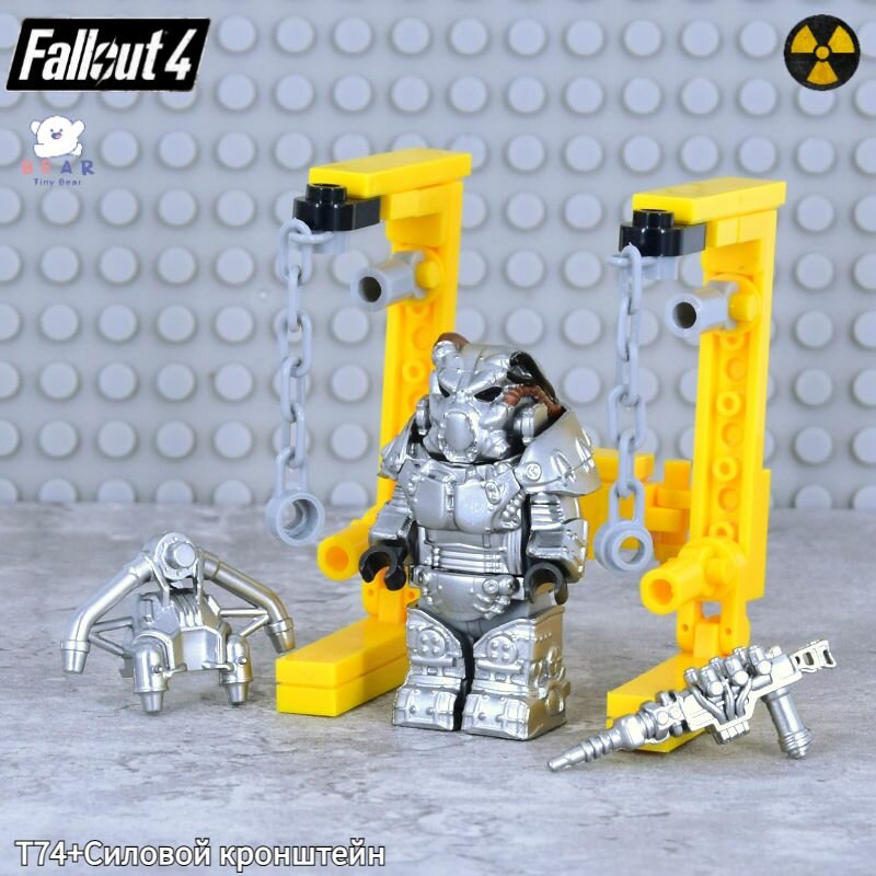 Минифигурка из строительного блока силовой брони Fallout экзоскелета, модель строительного блока силового кронштейна радиации, игра Radiation 4, совместимы с легo конструкторами