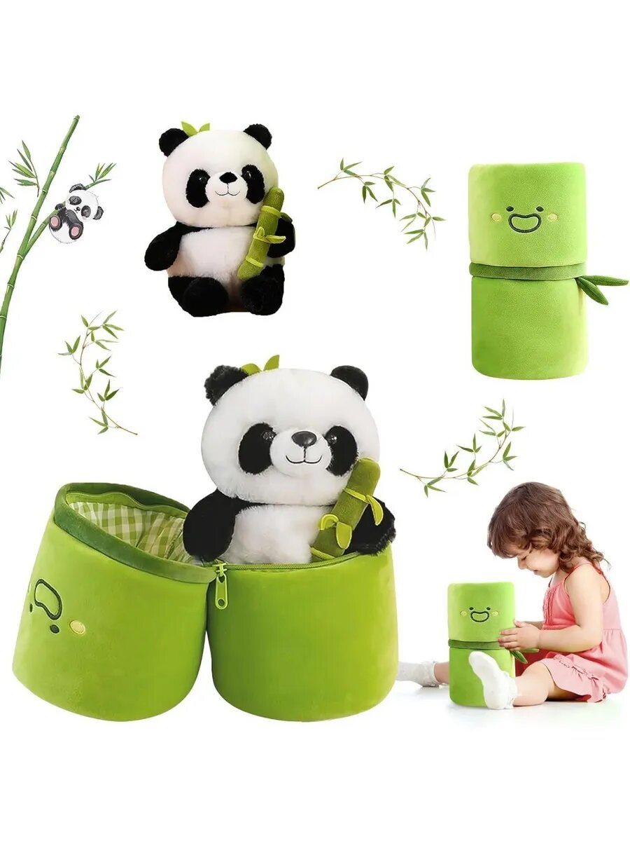 Детская кукла панда из бамбуковой трубки