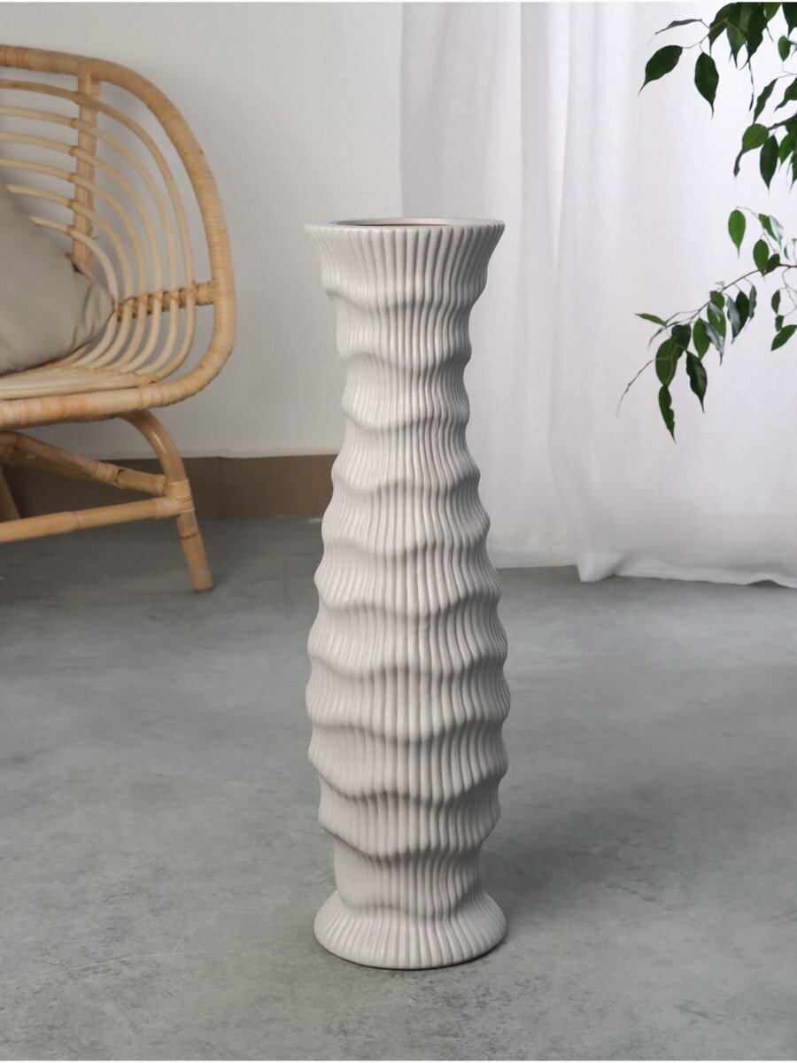 Ваза напольная "Каро", 58x13 см, керамика, серая, вид вазы: напольная