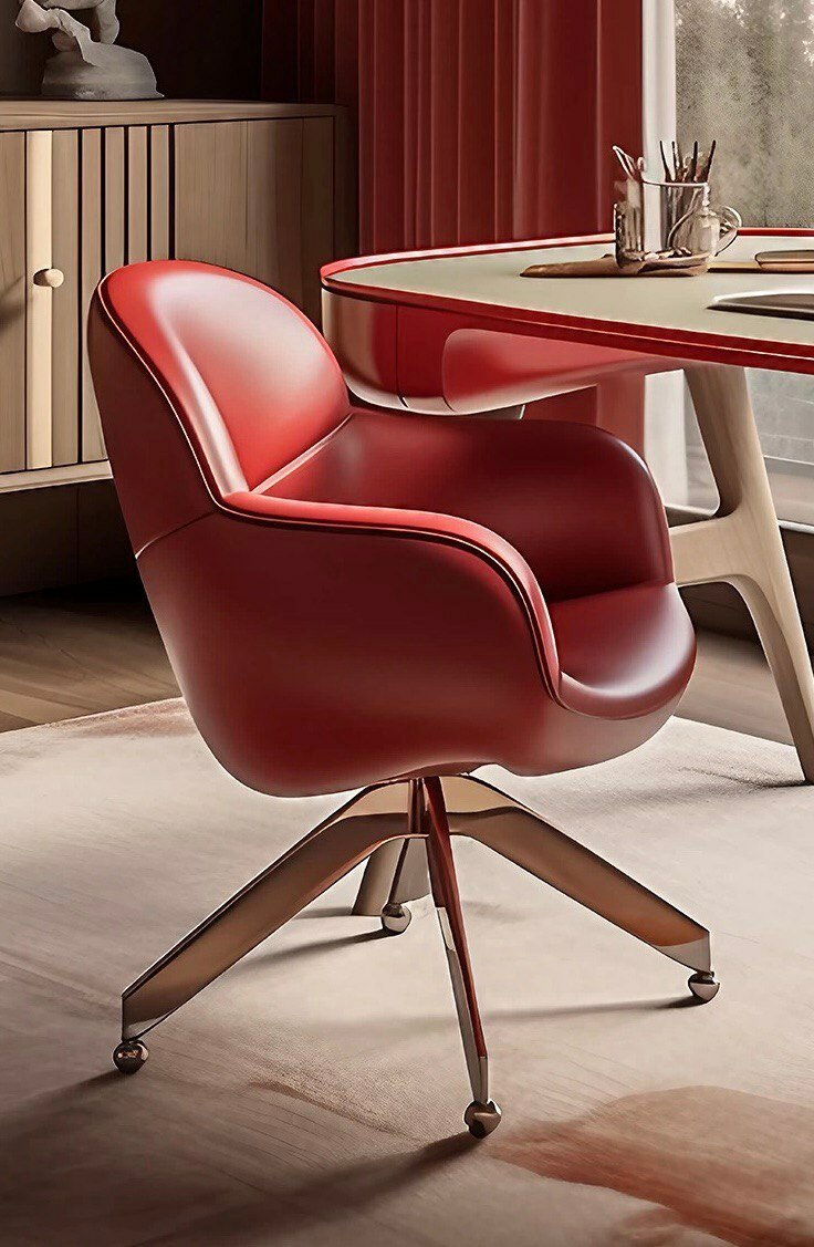 Офисное кресло CARMINE красное из кожи наппа 640×630×850 мм