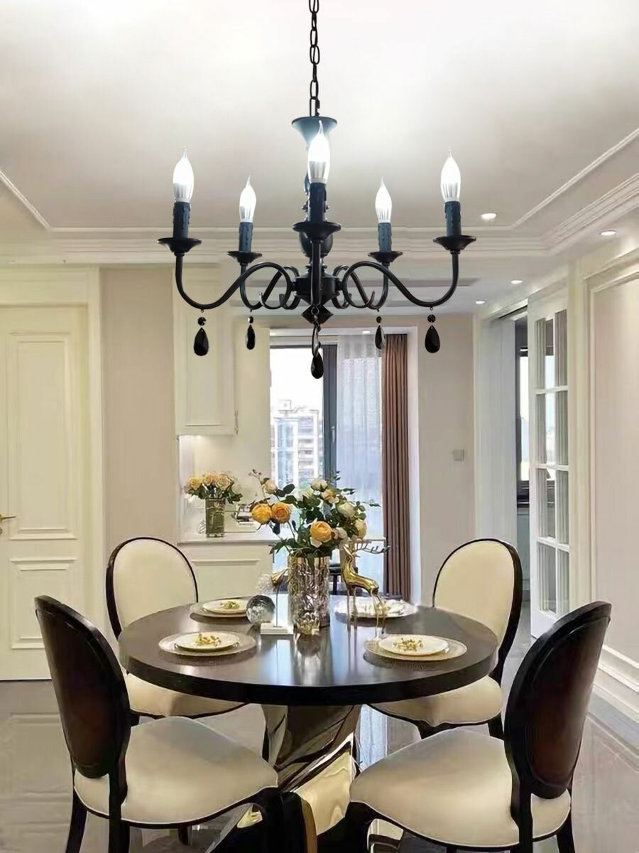 Люстра для кухни потолочная, чердак, спальня, черное, Люстра подвесная, E14, 40 Вт