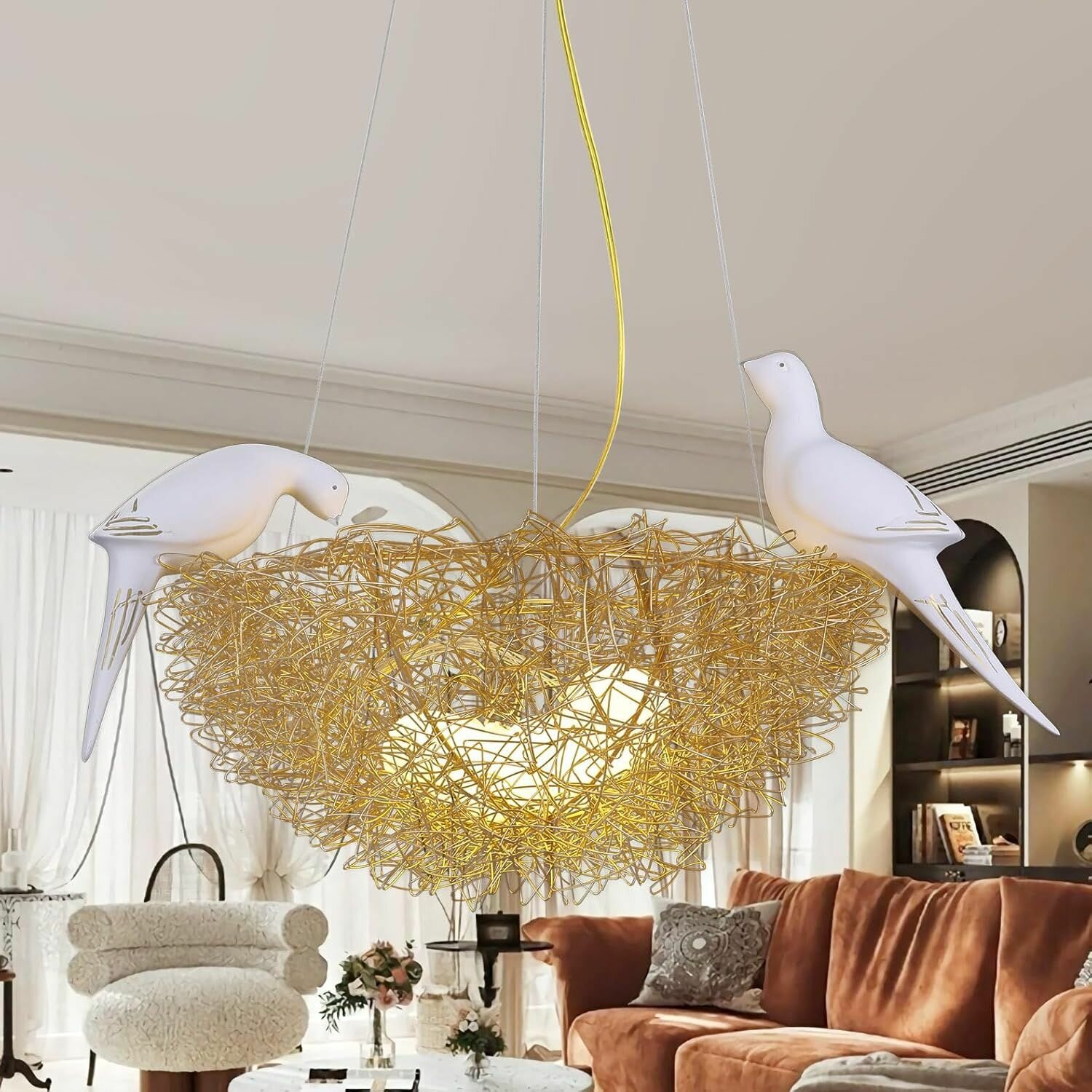 Подвесной светильник в виде птичьей клетки