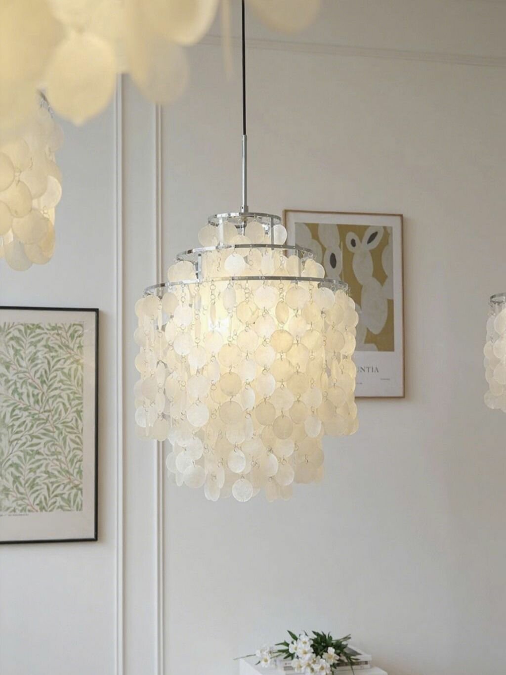 Подвесная люстра из белого перламутра, подходящая для столовой, спальни, барной стойки