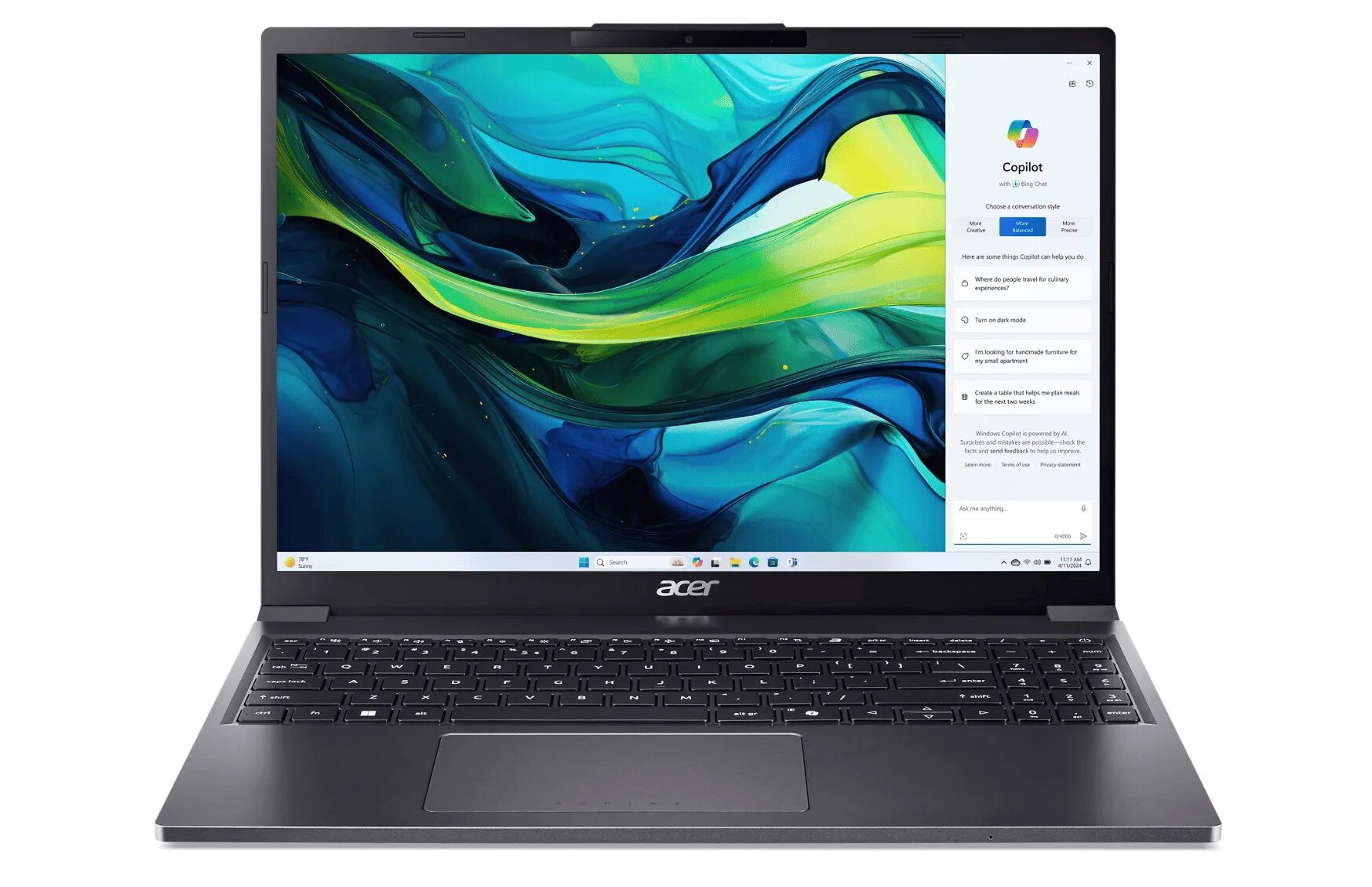 Ноутбук Acer Aspire Go 15 (Intel i5, 16 ГБ, 512 ГБ, Iris Xe, Win 11) Серый