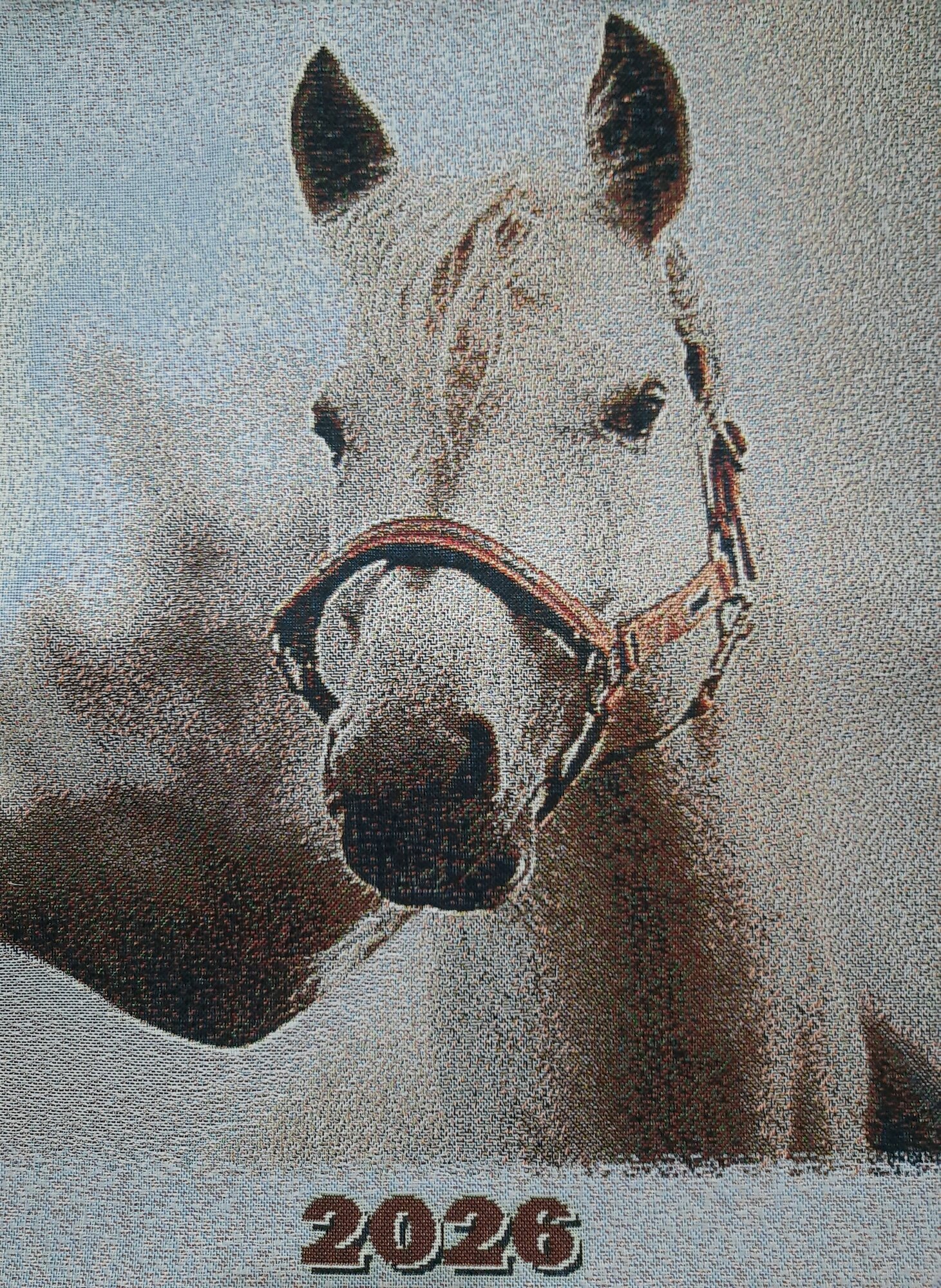 Календарь 2026 из гобелена Белый конь