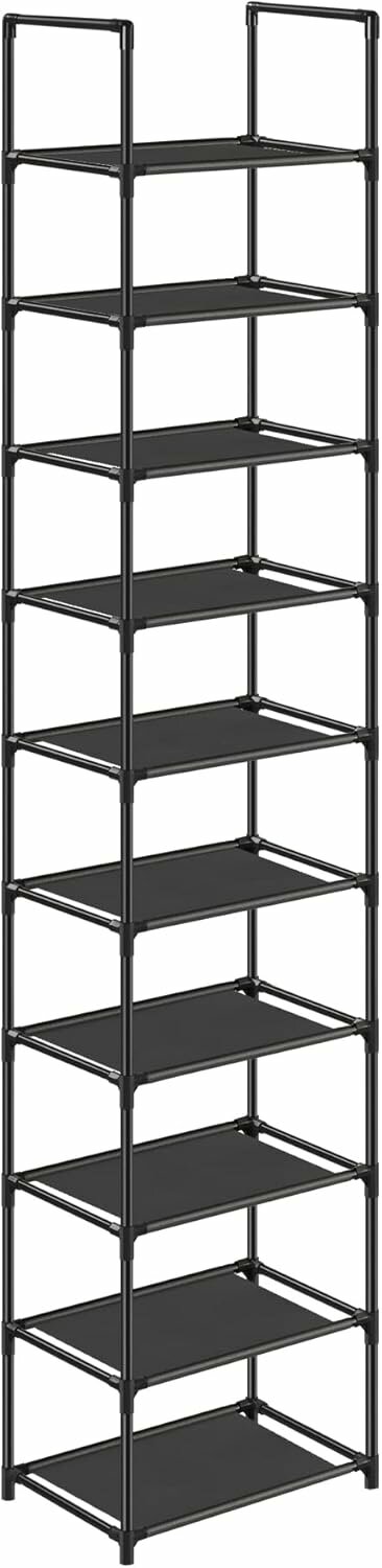 Полка для обуви SONGMICS открытая 10 уровней,33 x 33 x 173 см, металлический каркас, черная-LSR110B02