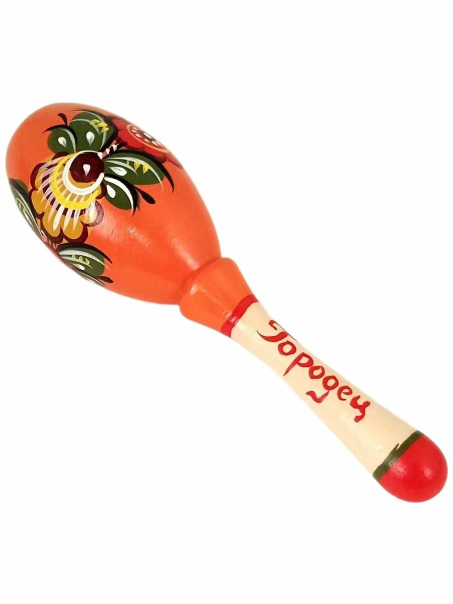 Погремушка Цветочек-3, Городецкая роспись, ручная авторская работа