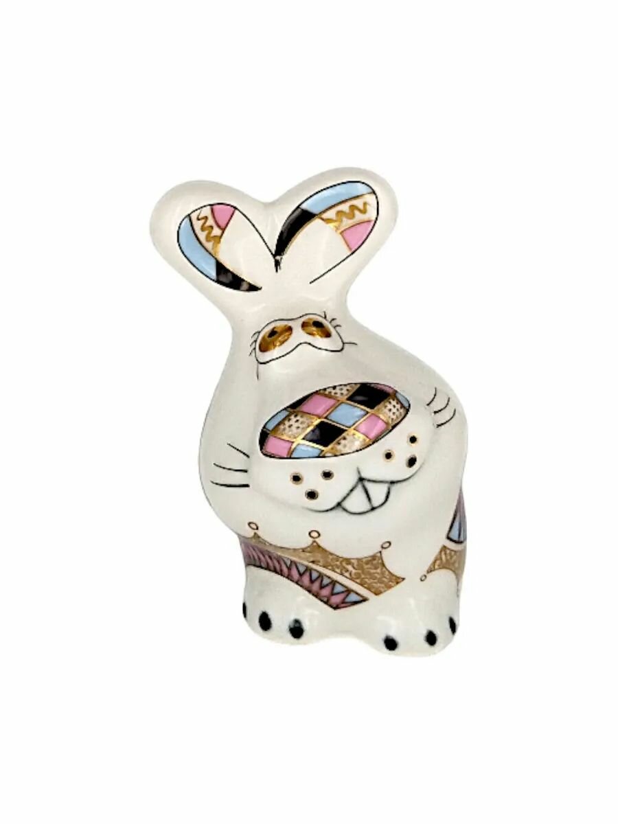 Статуэтка "Заяц Ушастик" высота 7см цветочный орнамент