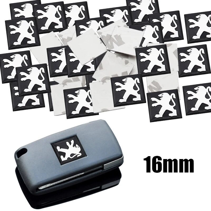 50/100 шт. Горячая распродажа: 3D-эмблемы Peugeot из алюминия (14 мм, 16 мм) для ключей, декоративные наклейки-значки для автомобильных ключей, аксессуары