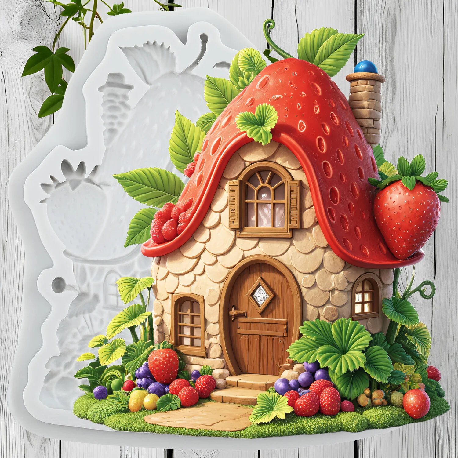 Strawberry House Mold Strawberry Fondant Cake Decorating Tools Cupcake Topper Candy Sugar Craft Gum Paste Polymer Clay