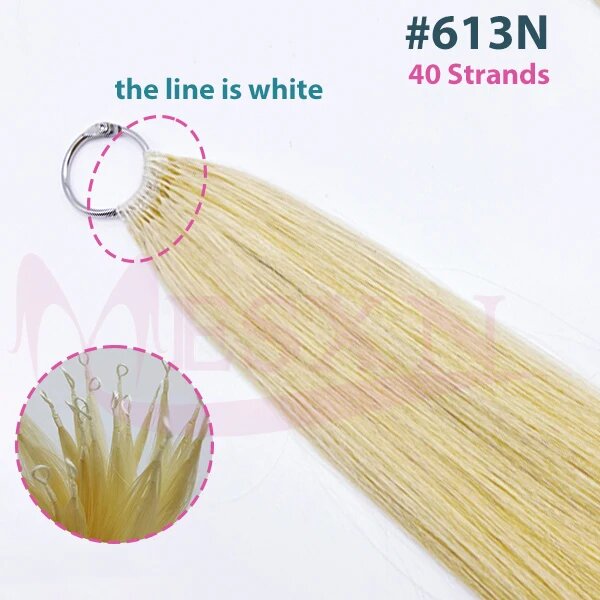 MESXN третье перо натуральные пряди для наращивания на микрокапсулах, 613N, 20inches 50cm