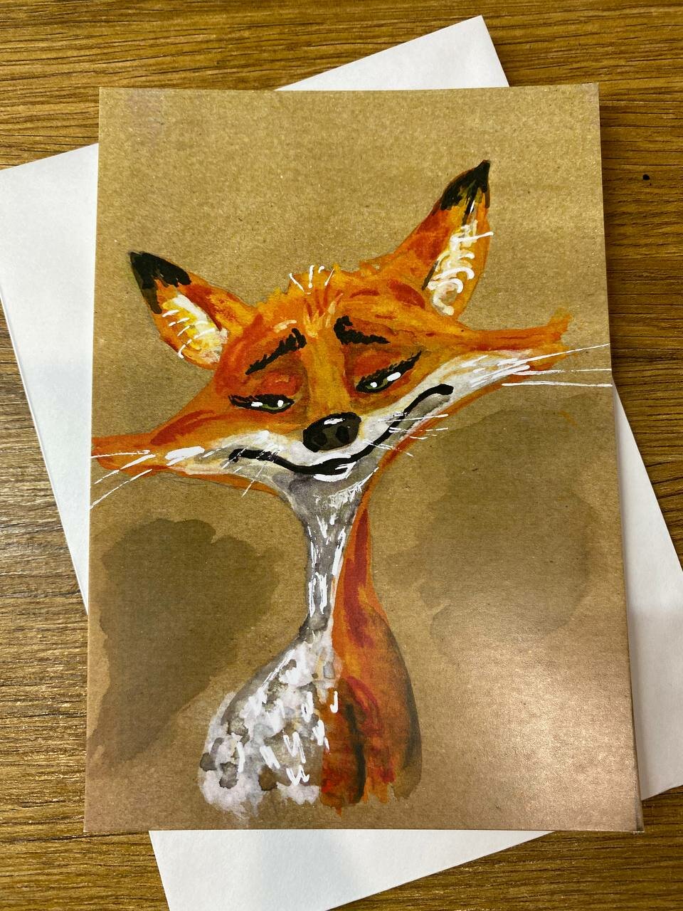 Авторская открытка Надежды Томиловой "Хитрый лис"