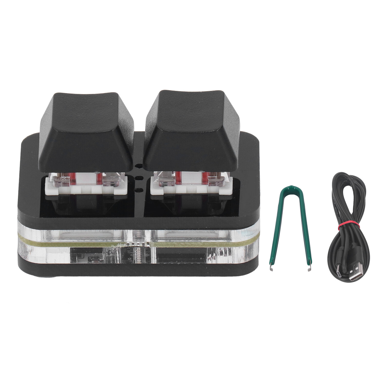 2 клавиши красный переключатель клавиатура Mini USB Механическая клавиатура для ритм -игр копировать функцию вставки черная