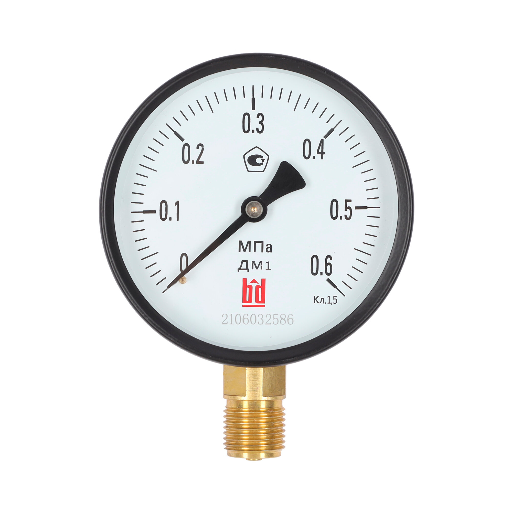 BD Манометр ДМ 1 Т2 063 Р (0-0,6) МПа, кл.1,5, М12x1,5 1151100005