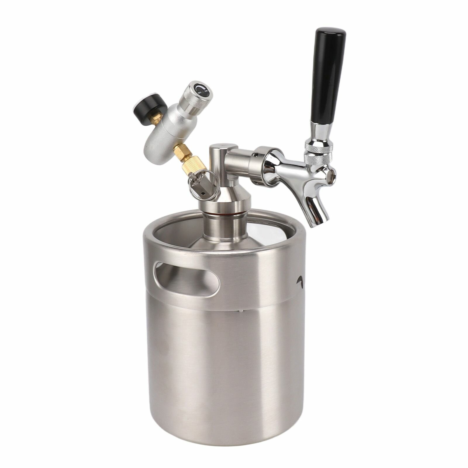 Мини-пивная бочка 2л из нержавеющей стали с регулируемым клапаном и манометром 60PSI для домашнего пивоварения
