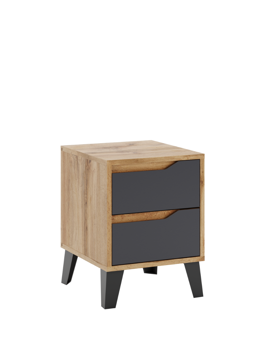 Тумба с 2 ящиками и интегрированными ручками 350х390х470 мм, дуб вотан/графит