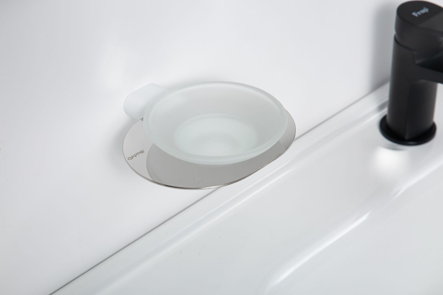 Мыльница стеклянная Gappo G3LU09EM02QA-8SO, хром/белая