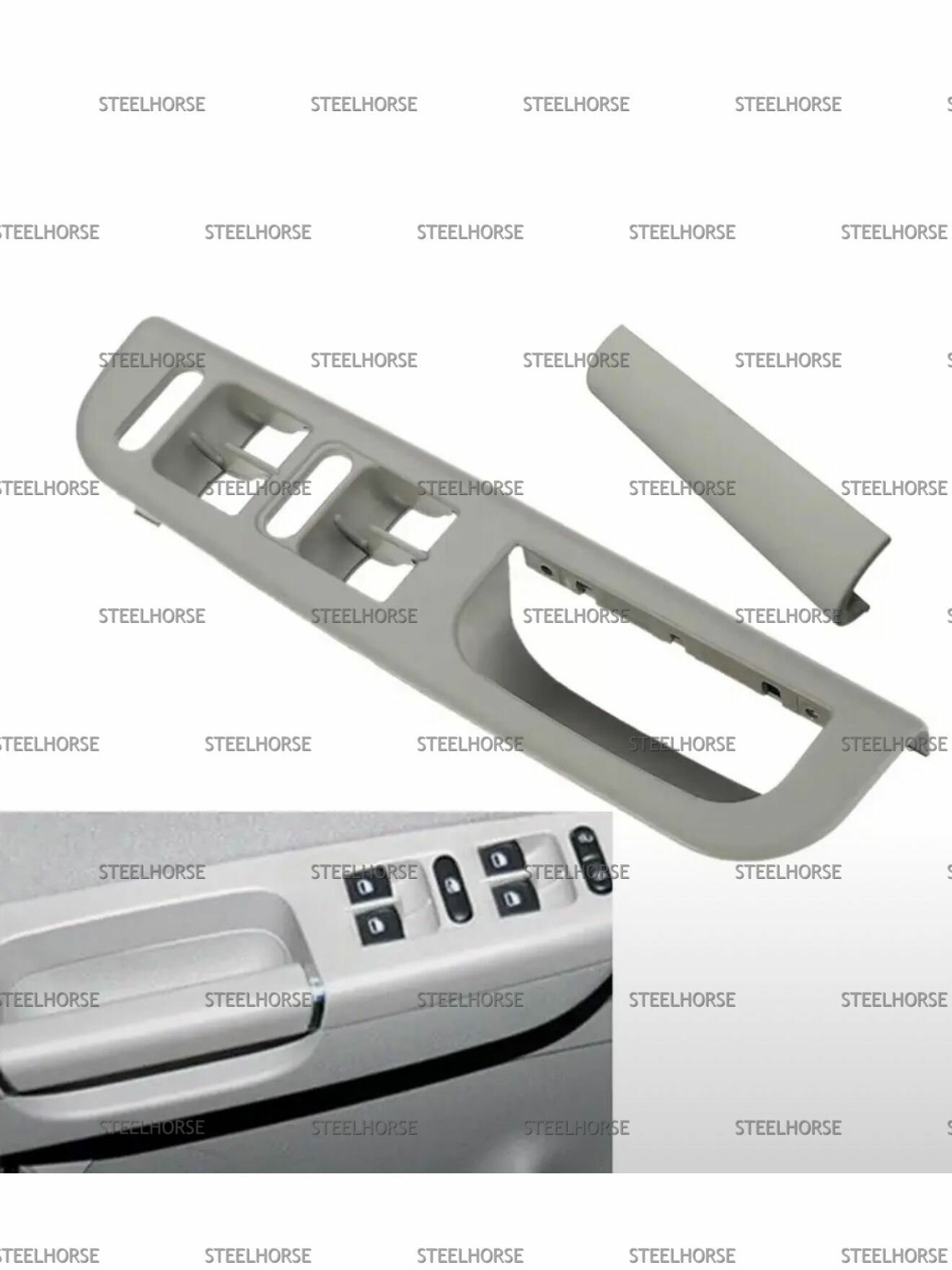 Накладка блока управления стеклоподъемниками 4 кнопки (серая) Volkswagen Golf 4/Bora; Passat B5 96-05; Skoda Octavia 97-10; Sharan 95-10