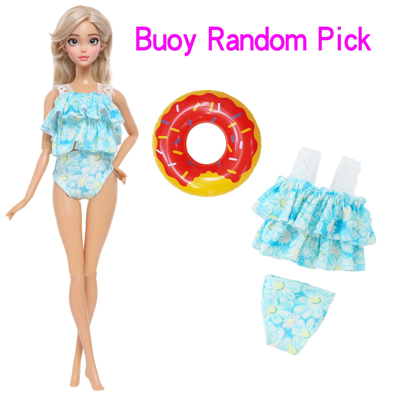 Купальник и буй для куклы 1/6 Белый, 3