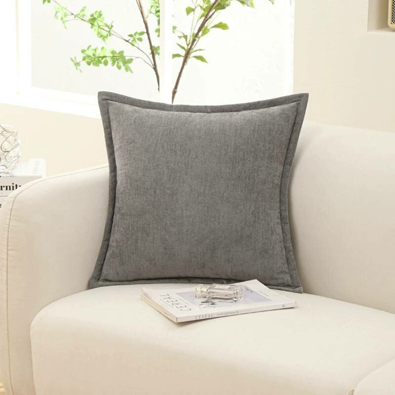 Чехол для подушки однотонный для дивана лаунж серый