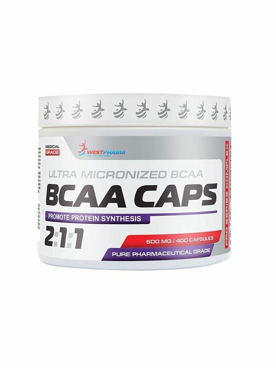 WestPharm BCAA 2:1:1 / БЦАА 2:1:1 / Незаменимые аминокислоты / Рост мышечной массы / 400 капсул