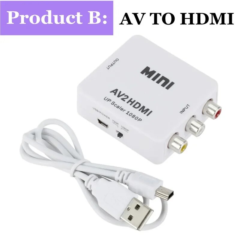 HDMI-совместимый преобразователь TO AV, AV/CVSB L/R Video Box HD 1080P, AV2HD, поддержка AV2HD-White