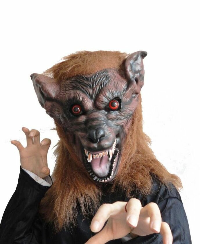 Карнавальная Маска Волка латексная, с мехом
