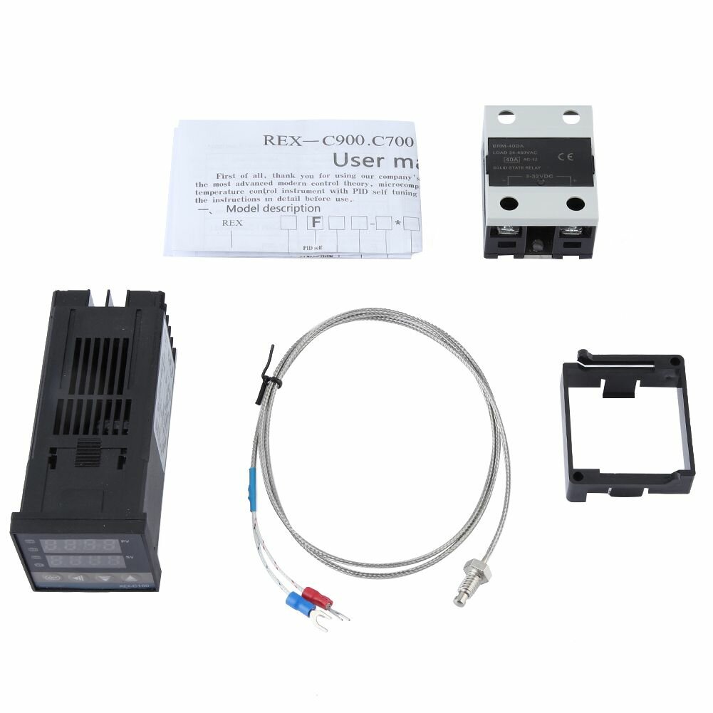 Наборы ПИД-регуляторов температуры переменного тока 110 240 В, 0 400 + твердотельное реле 40 А + датчик типа M6 K, 1 м